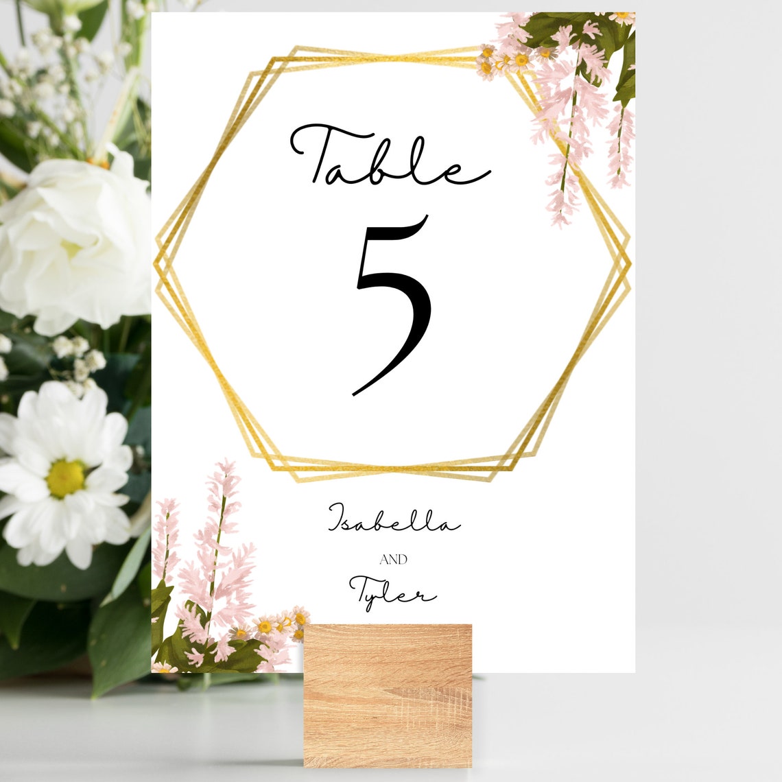 Geometric Daisy Wedding TABLE NUMBERS Template, Seat Card Template ...