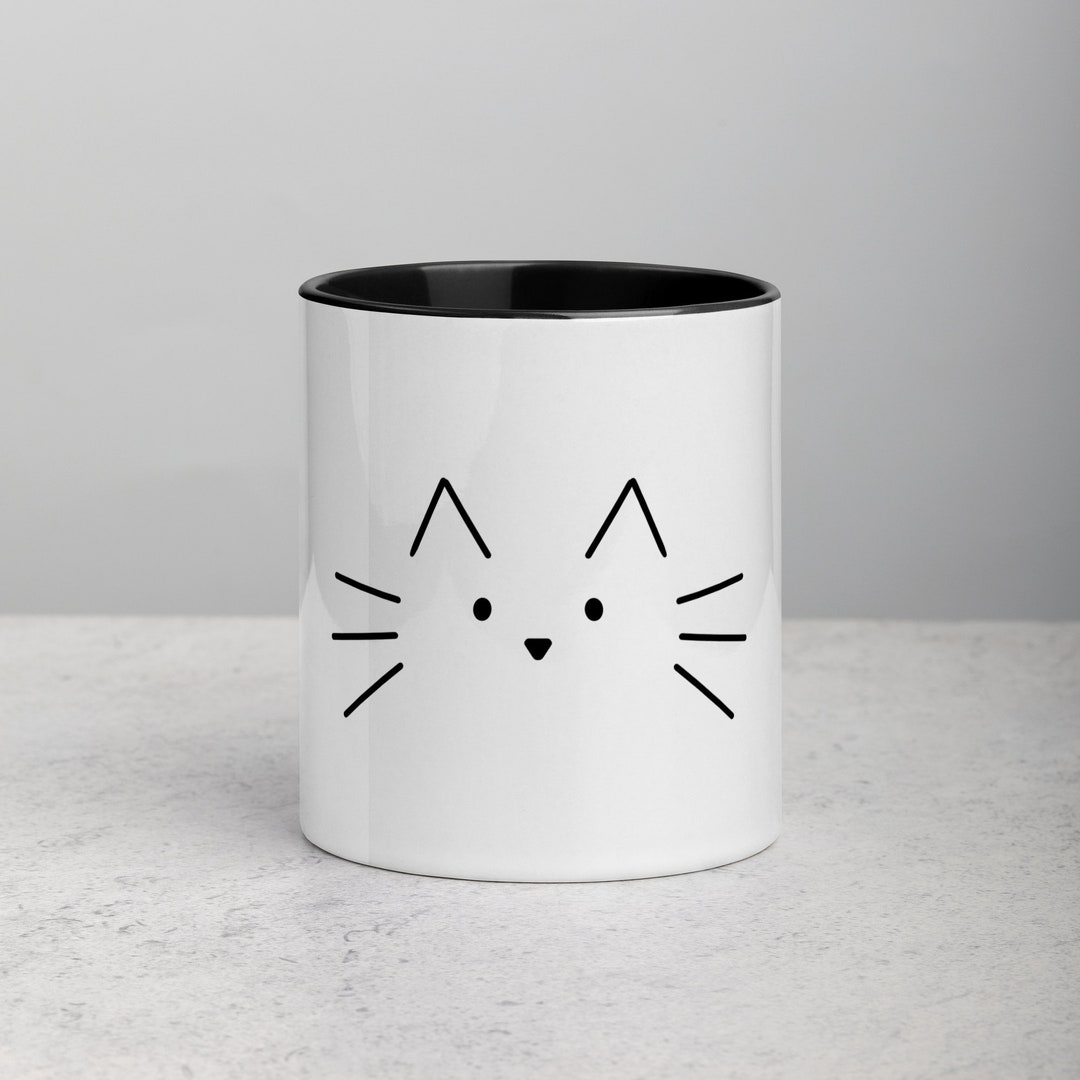 Kitty Cat Mug With Colorful Inside Black - Etsy