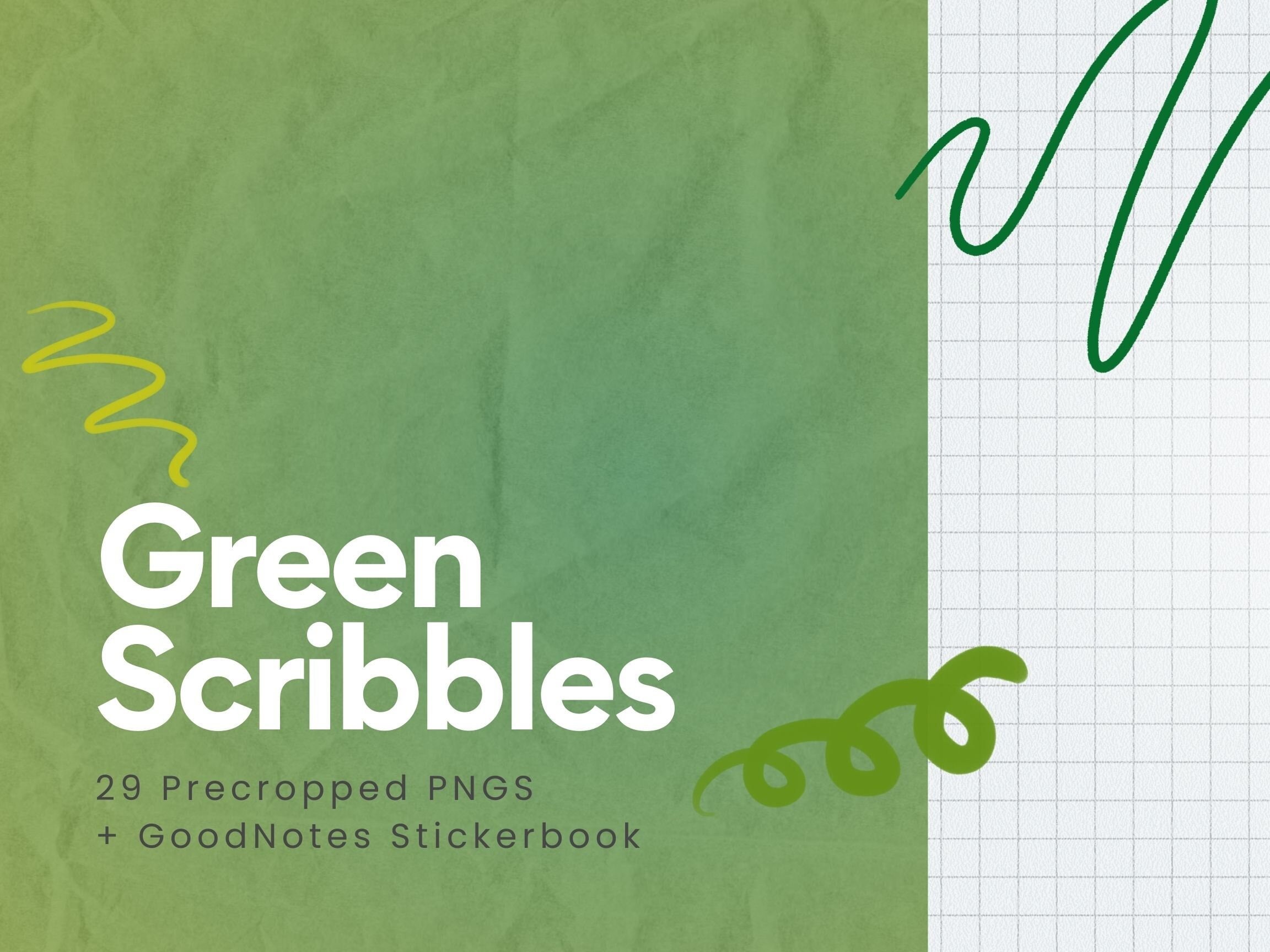 Digital 29 Green Scribbles PNG for Goodnotes, Canva, Etc. - Etsy