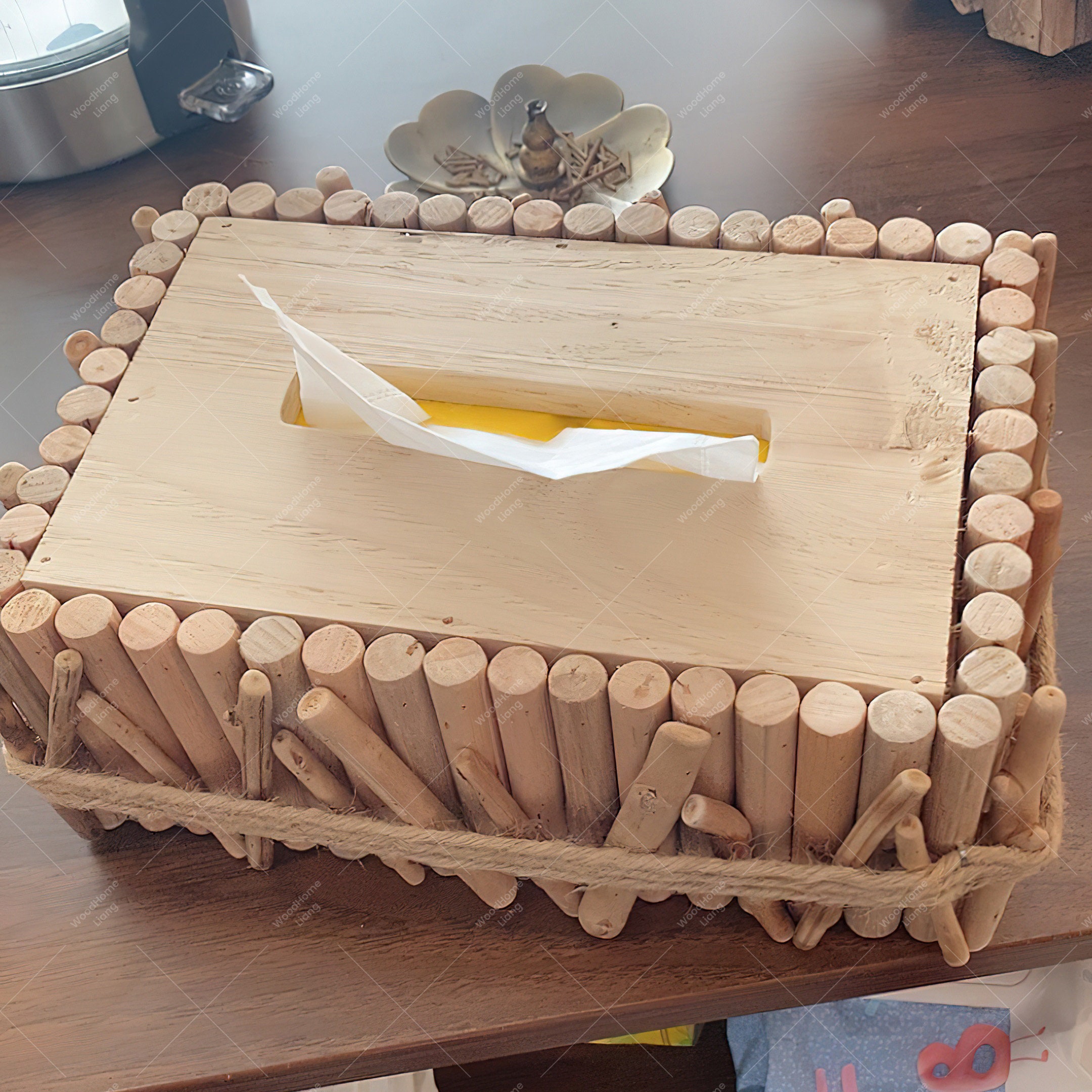 Eco-friendly Natural Wood Tissue Box, Handcrafted Wooden Tissue Holder ...