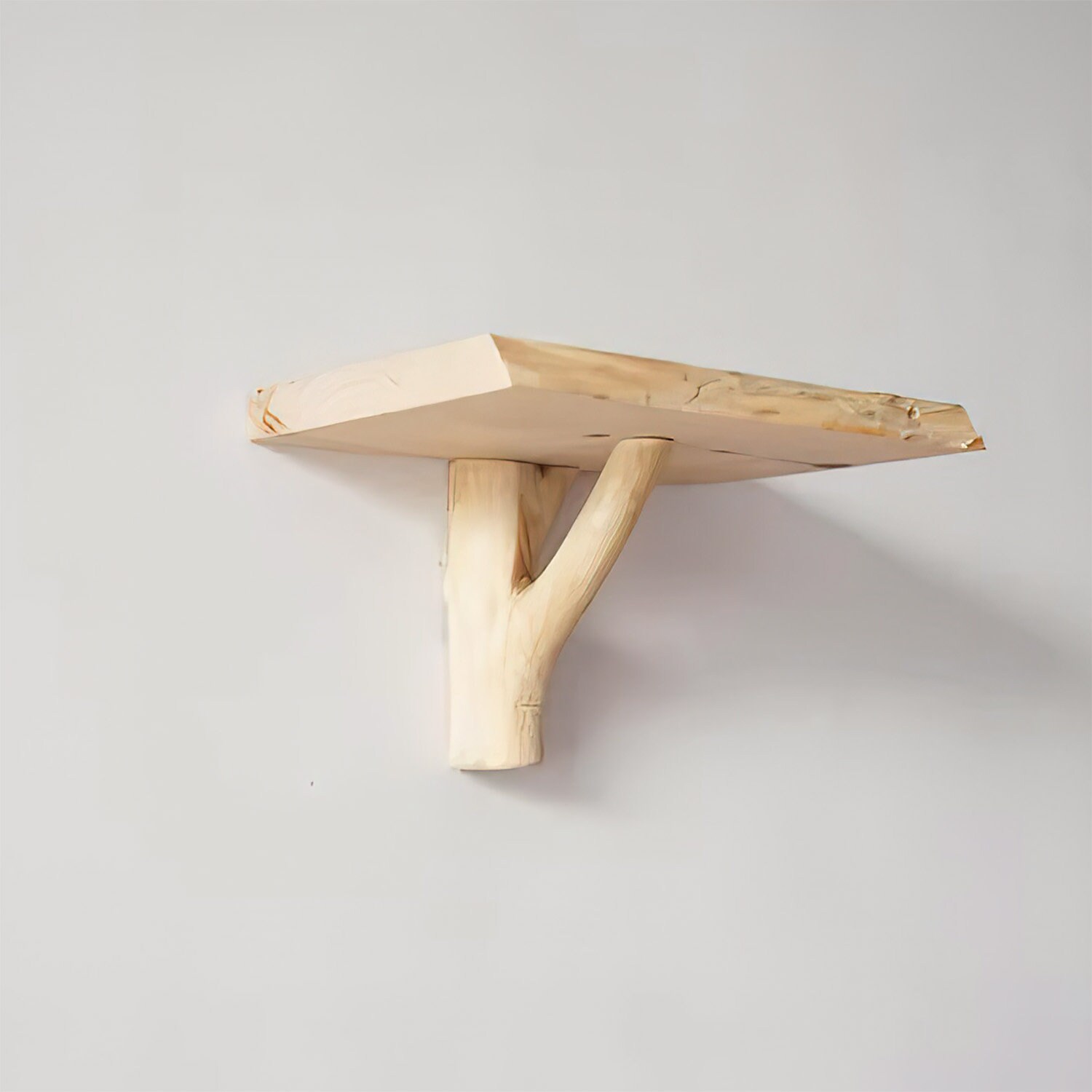 Natural Solid Wood Floating Shelves, Multi-functional Branch Stand ...
