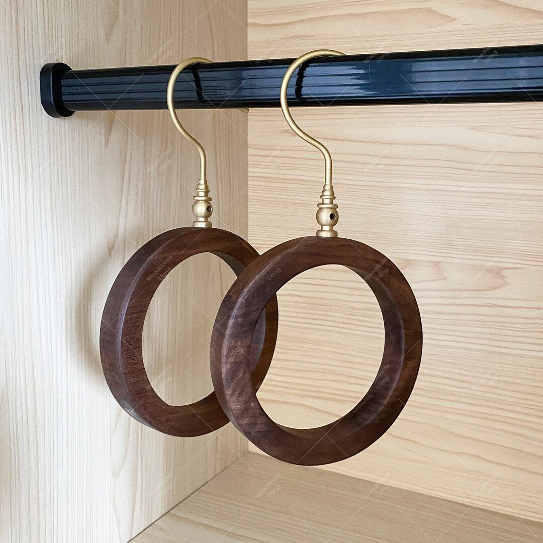 Wooden Scarf Ring Hanger,walnut Wood Non-slip Tie Hanging Hooks,closet ...