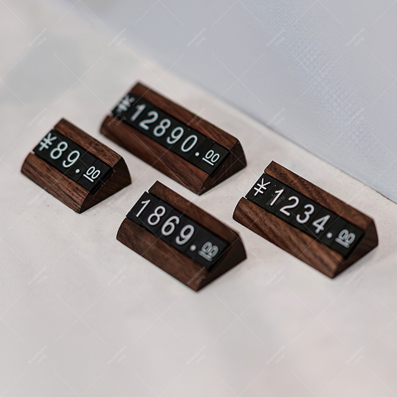 Walnut Wood Price Tag, Price Stands for Retail Shop and Cafes ...