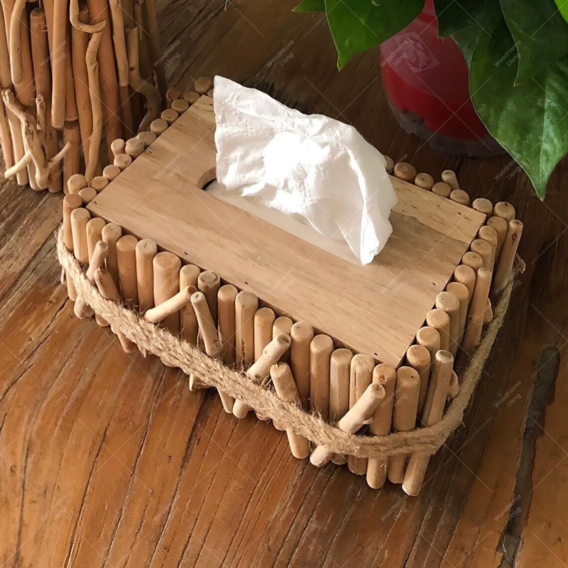 Eco-friendly Natural Wood Tissue Box, Handcrafted Wooden Tissue Holder ...