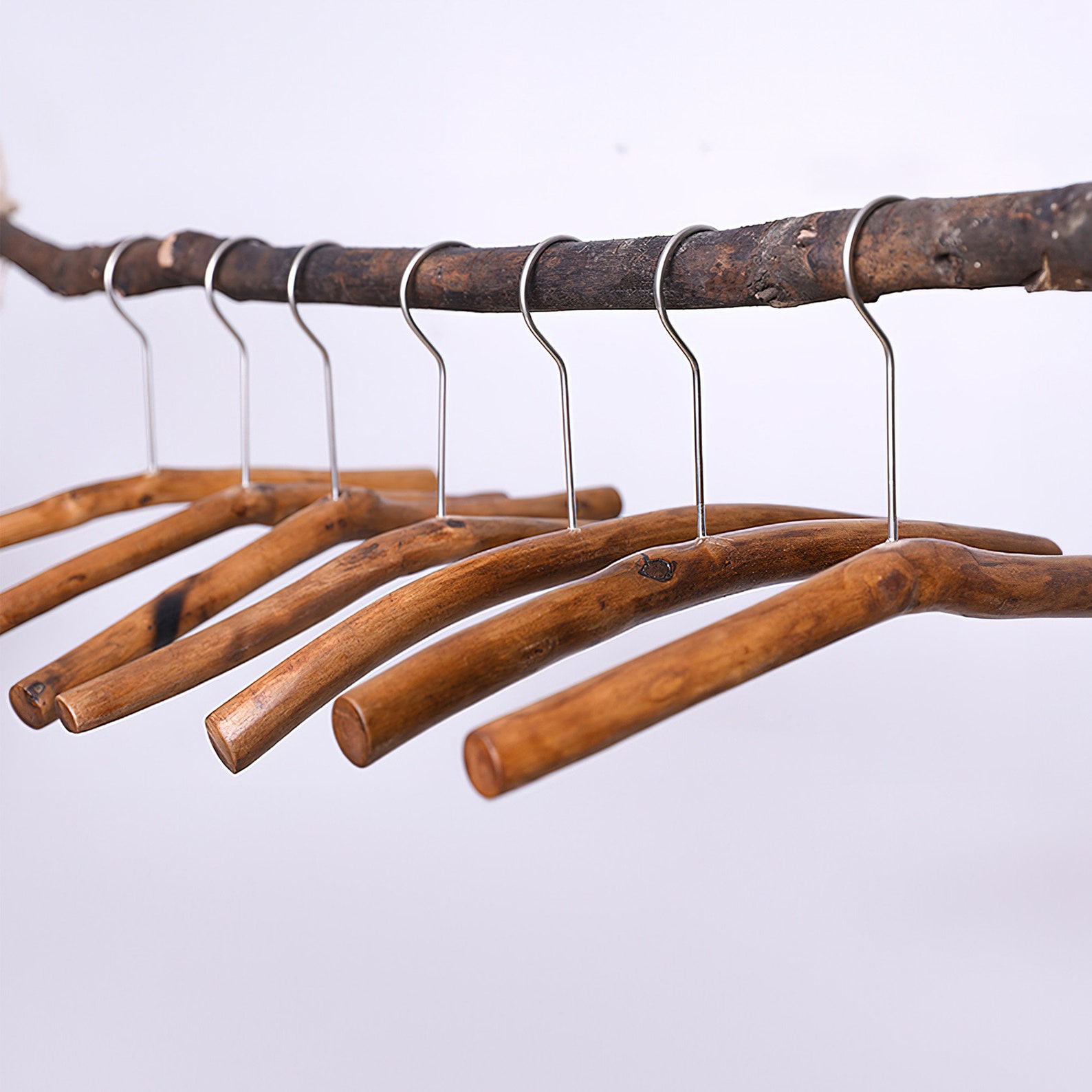 Natural Solid Wood Hangers,farmhouse Brown Branch Clothes Hangers With ...