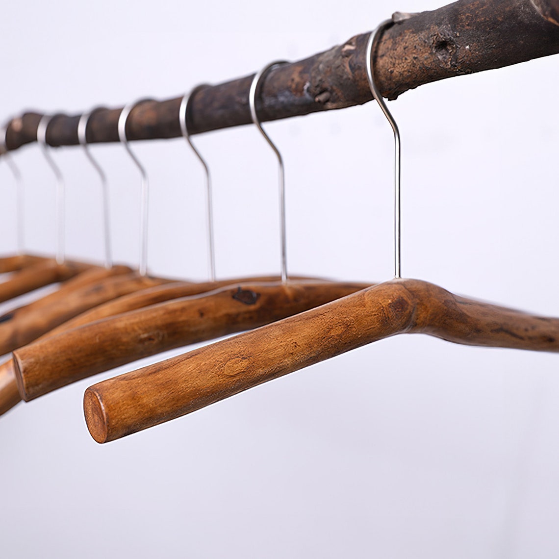 Natural Solid Wood Hangers,farmhouse Brown Branch Clothes Hangers With ...