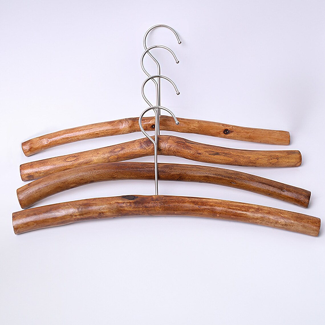 Natural Solid Wood Hangers,farmhouse Brown Branch Clothes Hangers With ...