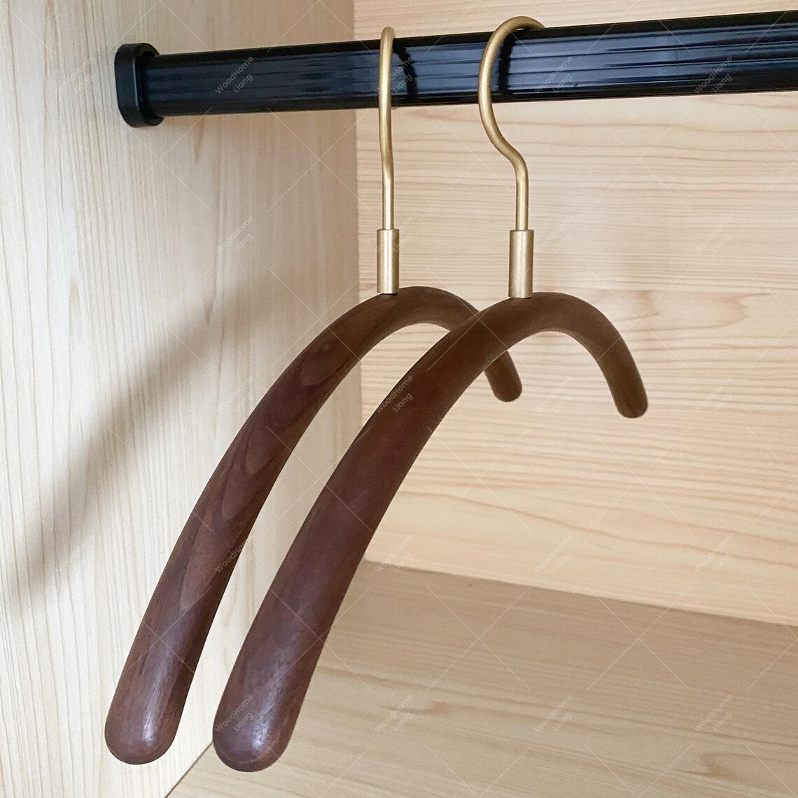 Walnut Wood Suit Hangers: Curved Design, 360 Swivel Hook - Etsy