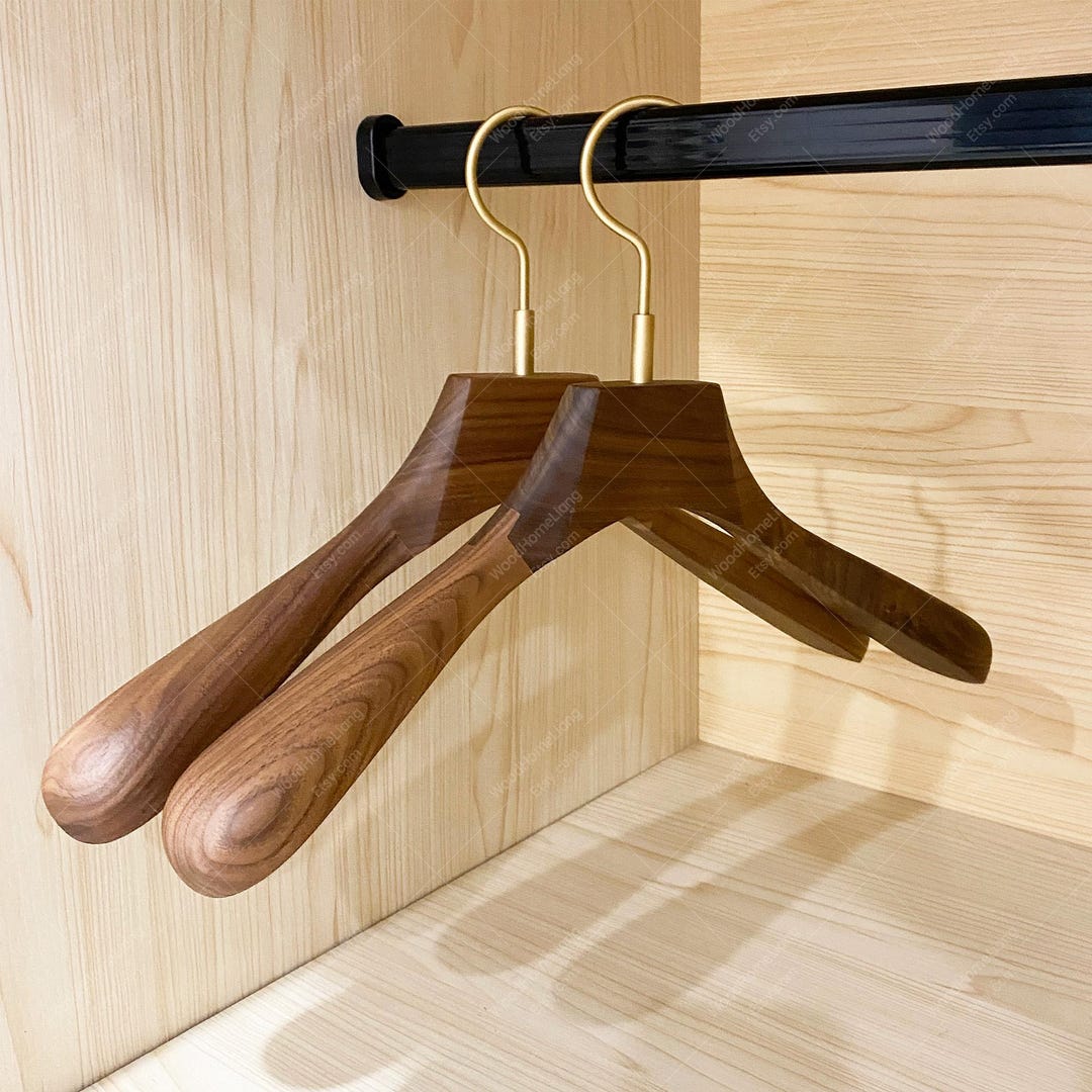 Artistic Design Black Walnut Hanger With Brass Hook, Luxury Wide ...