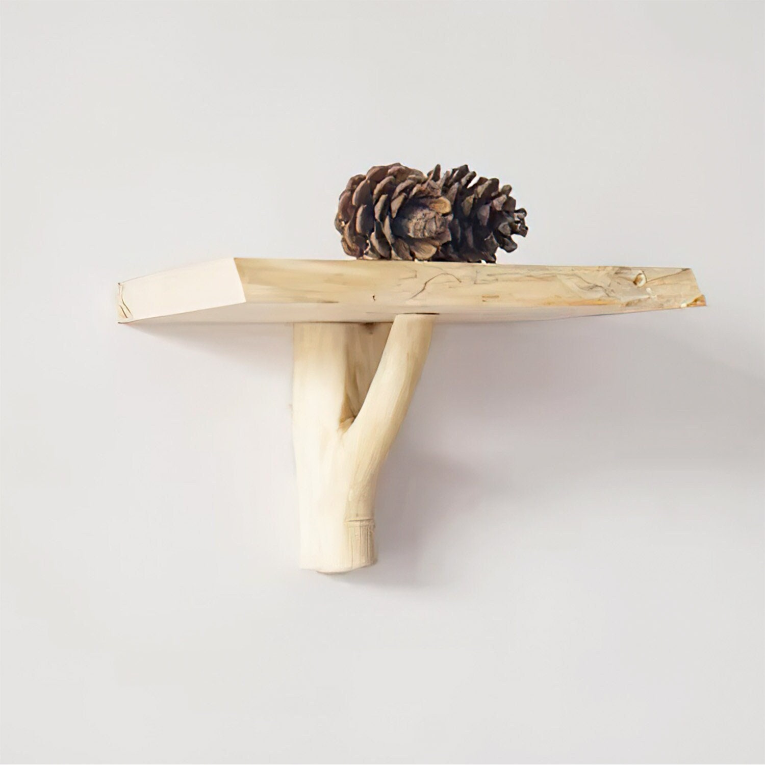 Natural Solid Wood Floating Shelves, Multi-functional Branch Stand ...