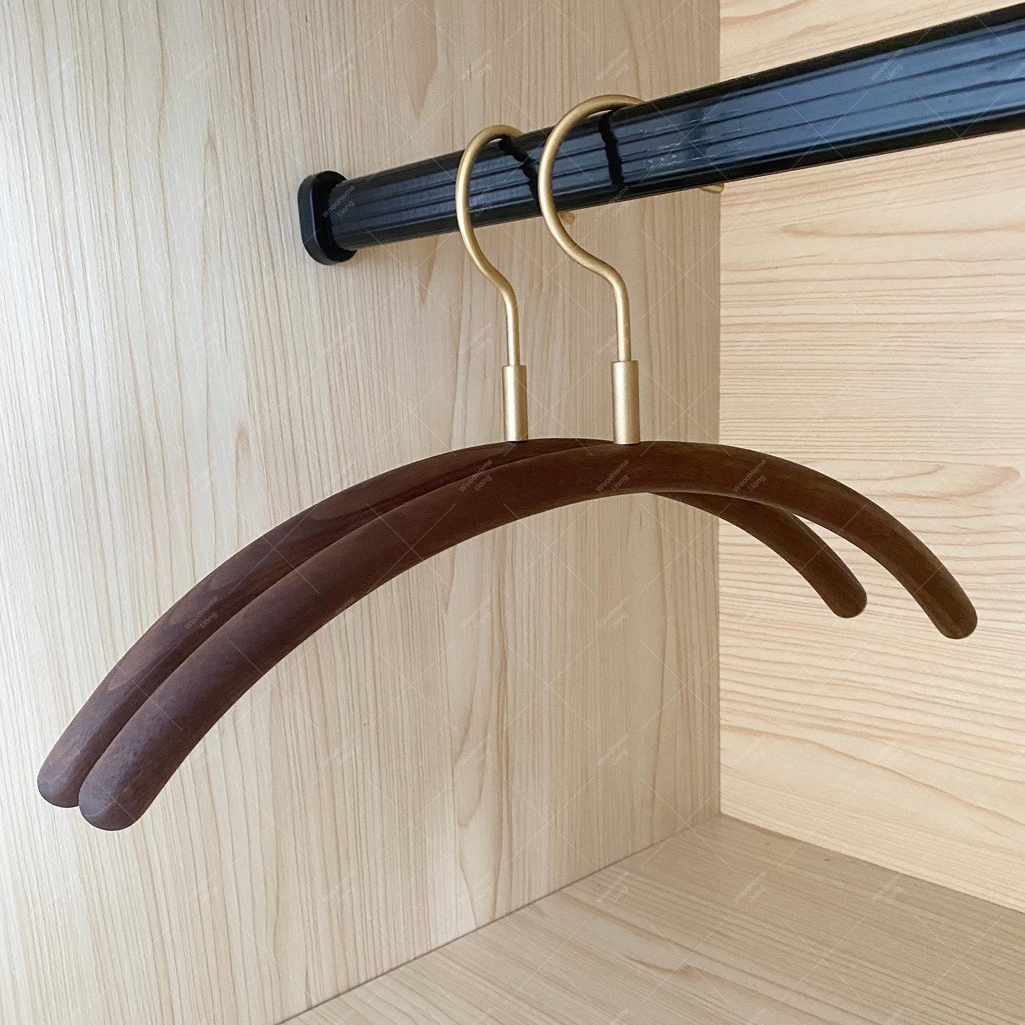 Walnut Wood Suit Hangers: Curved Design, 360 Swivel Hook - Etsy