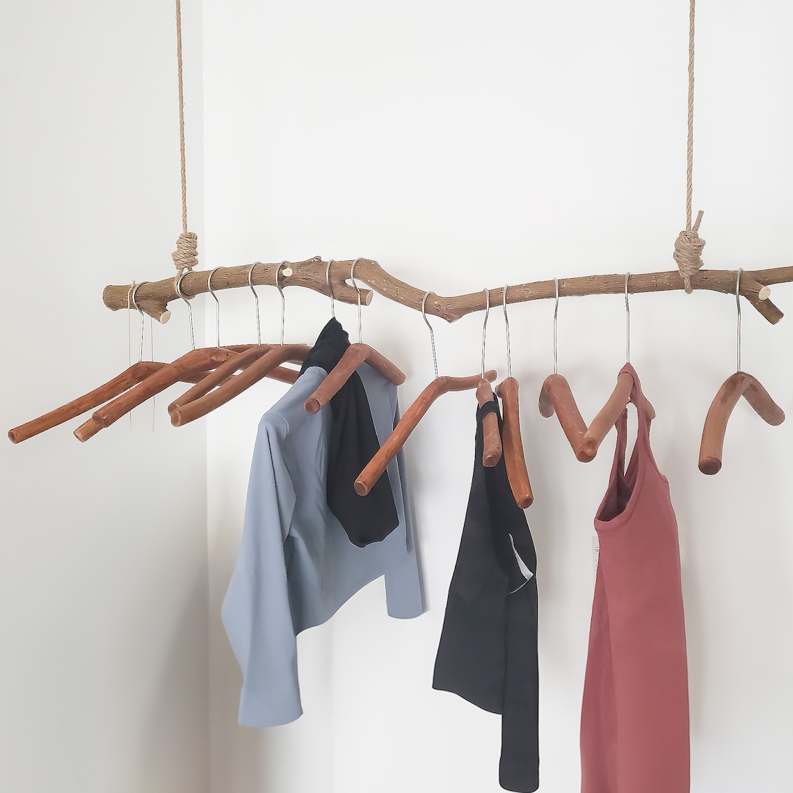 Natural Solid Wood Hangers,farmhouse Brown Branch Clothes Hangers With ...