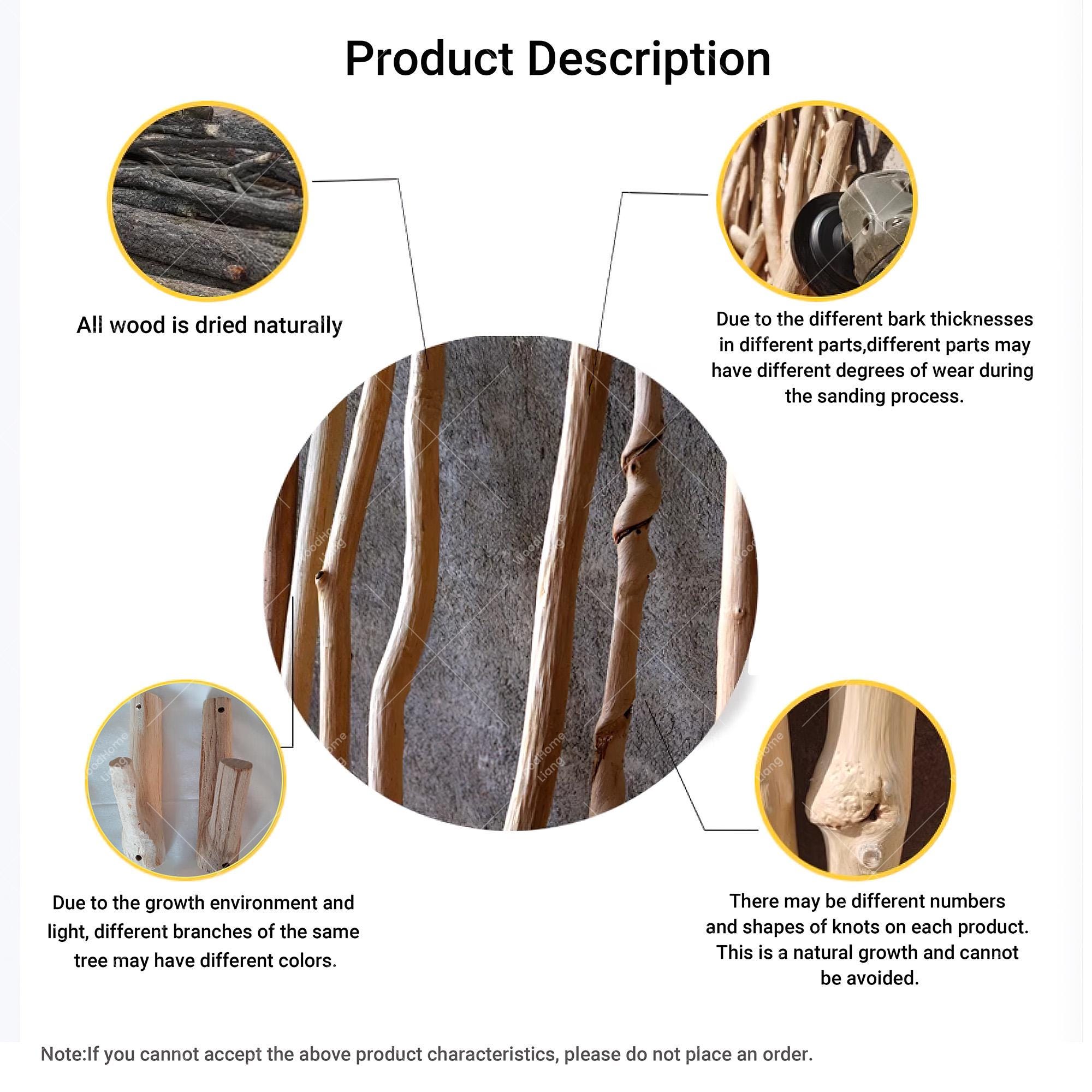 Natural Solid Wood Hangers,farmhouse Brown Branch Clothes Hangers With ...