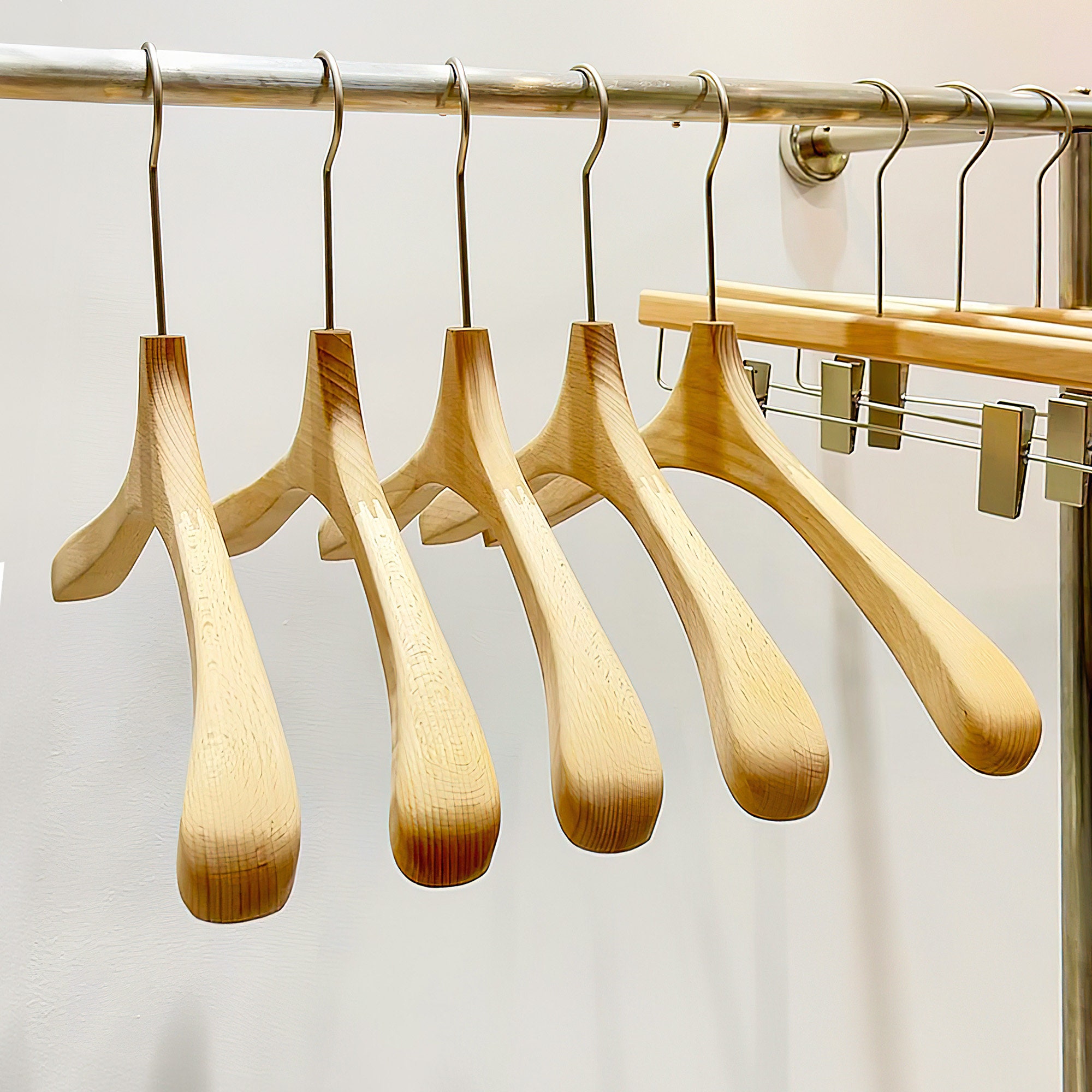 Beech Wood Coat Hangers, Handcrafted Non-slip Wooden Hangers for Closet ...