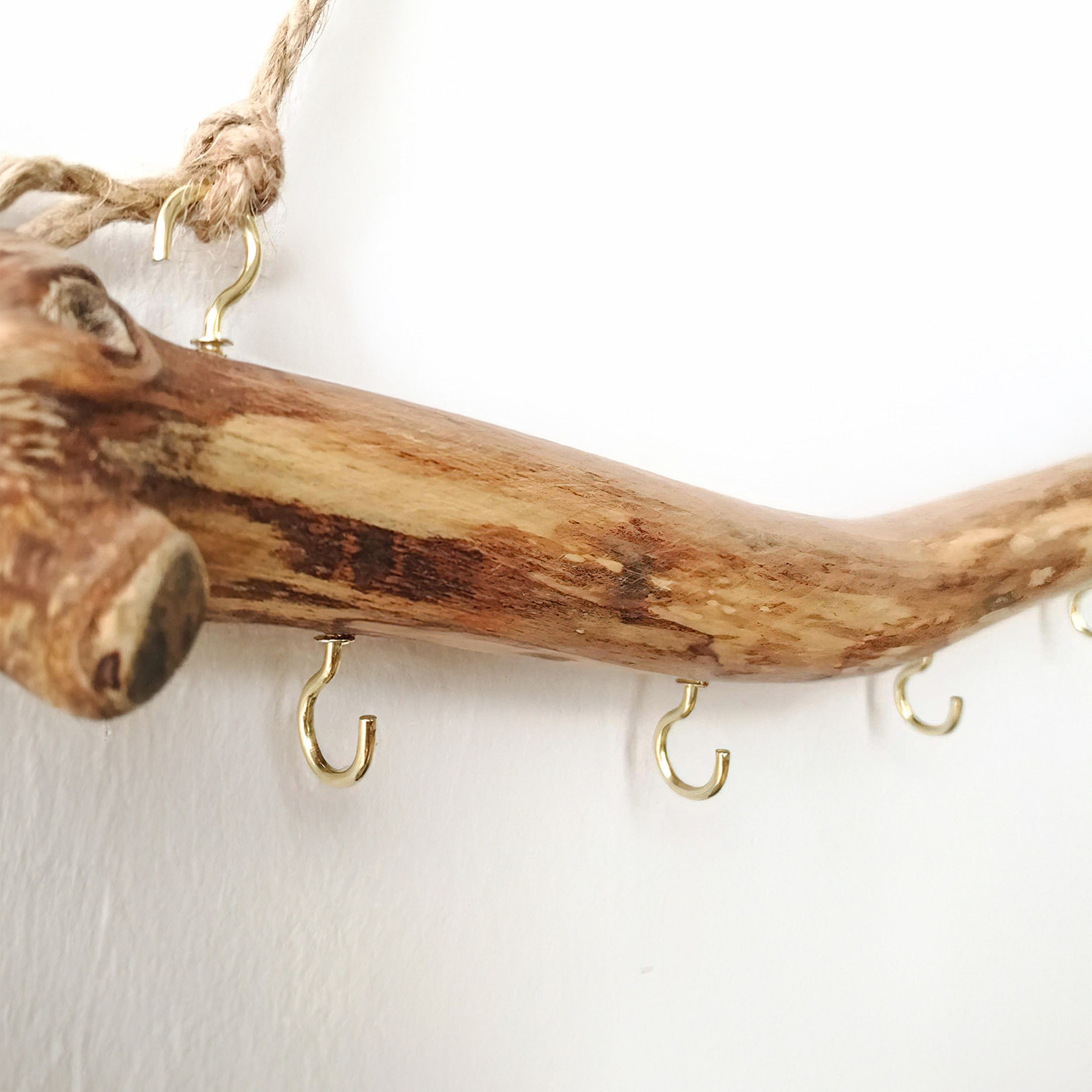 15-inch Natural Wood Branches Wall Hanging, Wooden Hooks for Key,wall ...