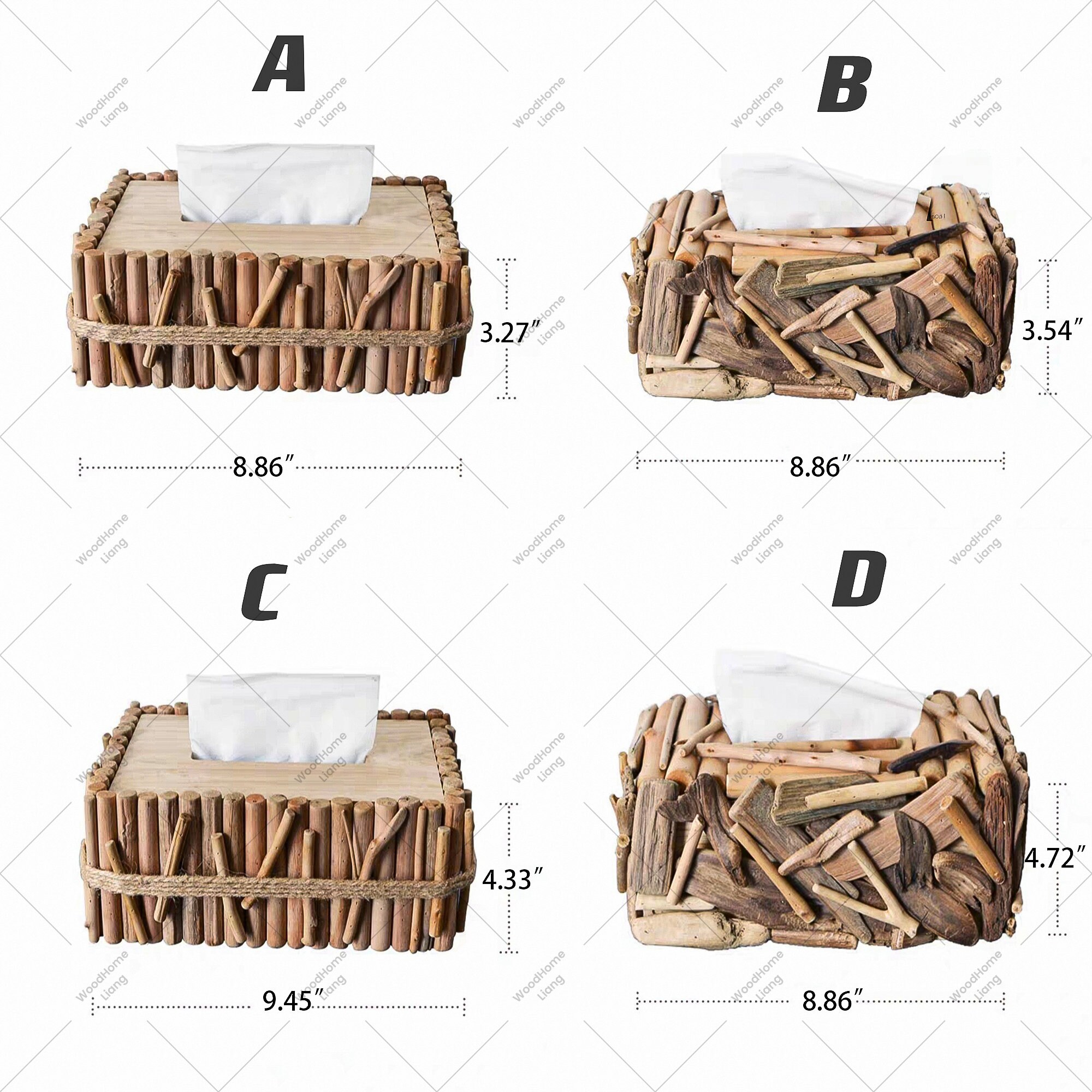 Eco-friendly Natural Wood Tissue Box, Handcrafted Wooden Tissue Holder ...