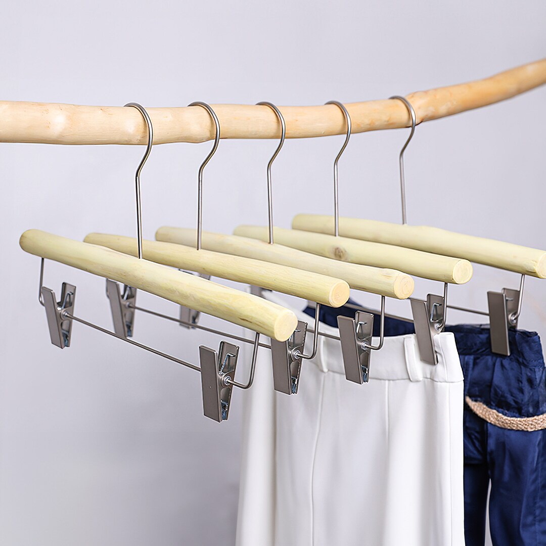 Handcrafted Natural Wood Pants Hangers, Rustic Branch Trouser Hangers ...