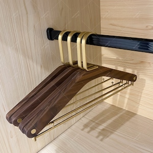 Walnut Wood Suit Hangers: Heavy Duty With Brass Bar - Etsy