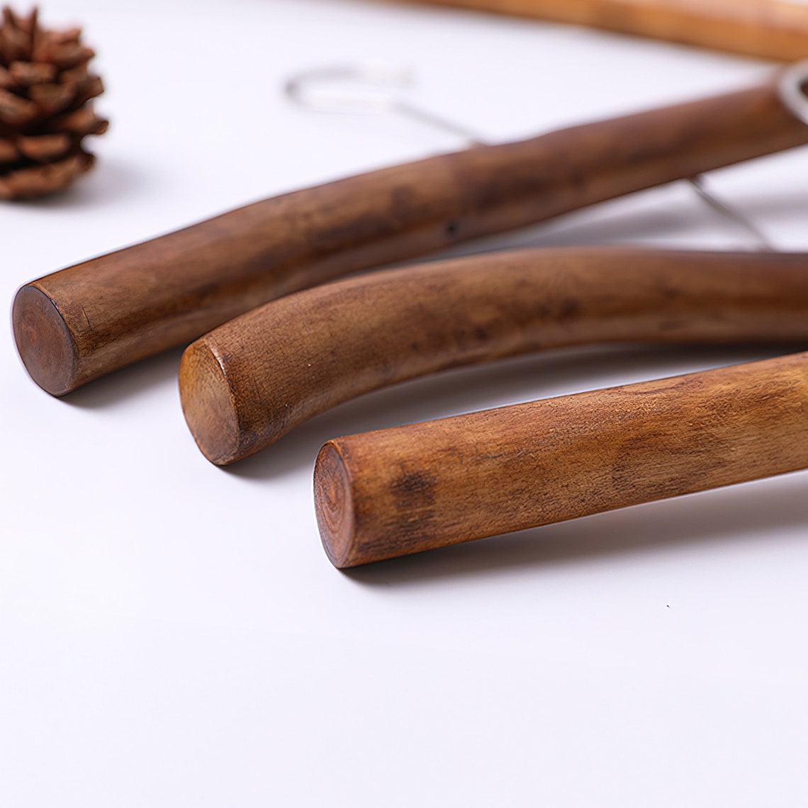 Natural Solid Wood Hangers,farmhouse Brown Branch Clothes Hangers With ...