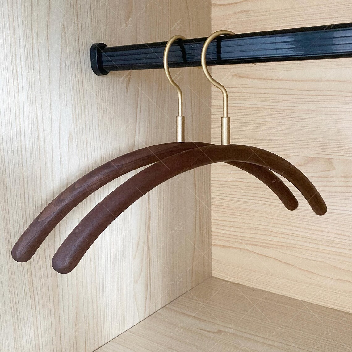 Walnut Wood Suit Hangers: Curved Design, 360 Swivel Hook - Etsy