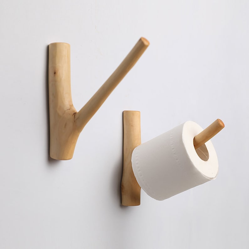 Wood Branch Paper Roll Hanger Toilet Paper Holder Kitchen - Etsy