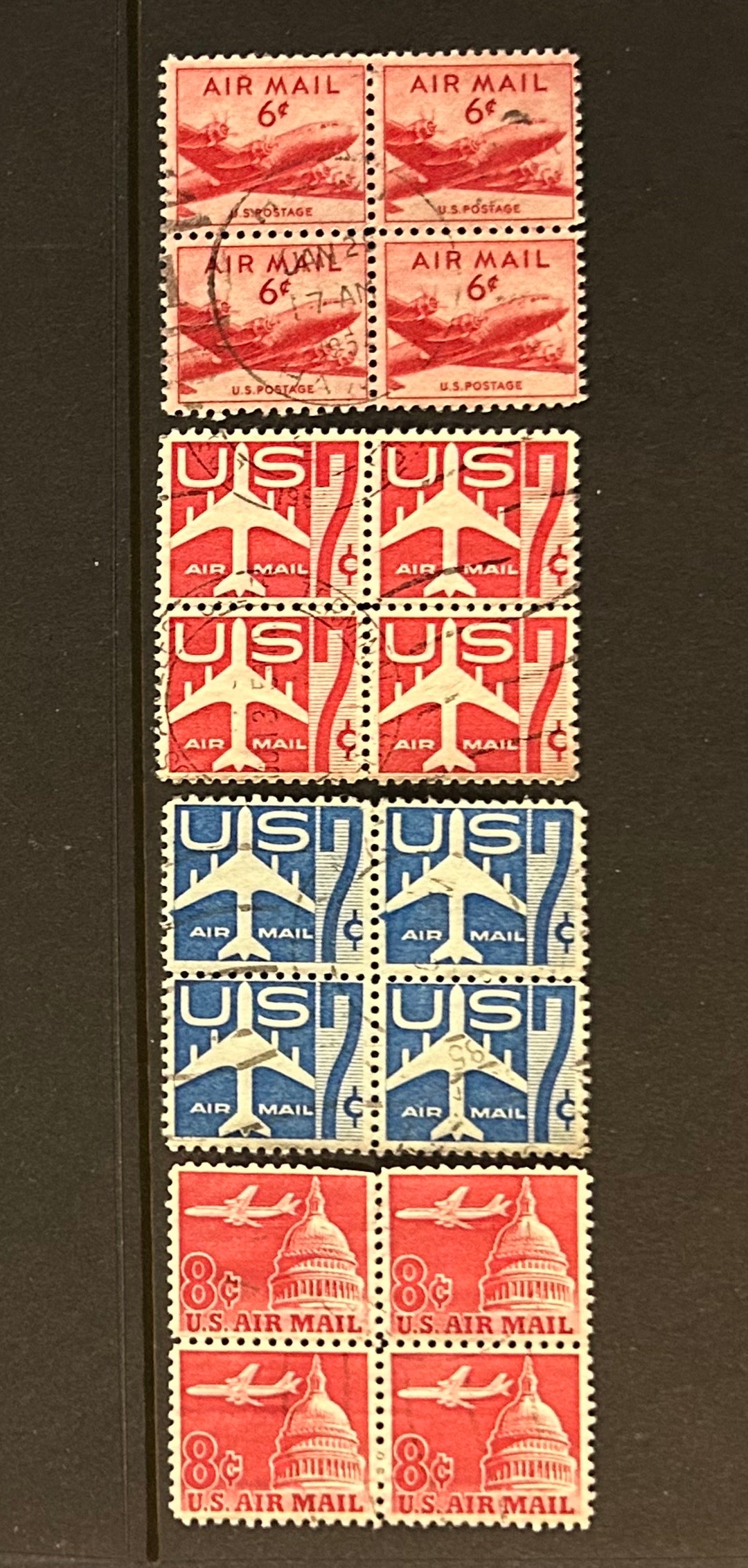 US Airmail 2 Different Blocks Used - Etsy