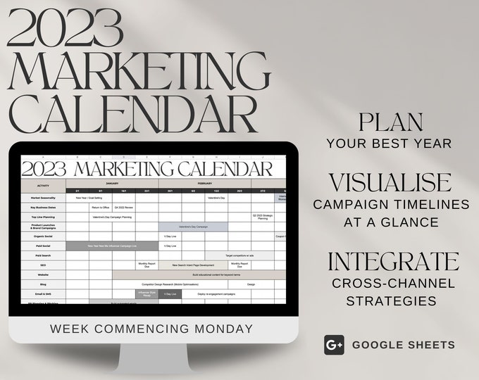 2023 Marketing Calendar, Campaign Planning Tool, Weekly Multi Channel ...