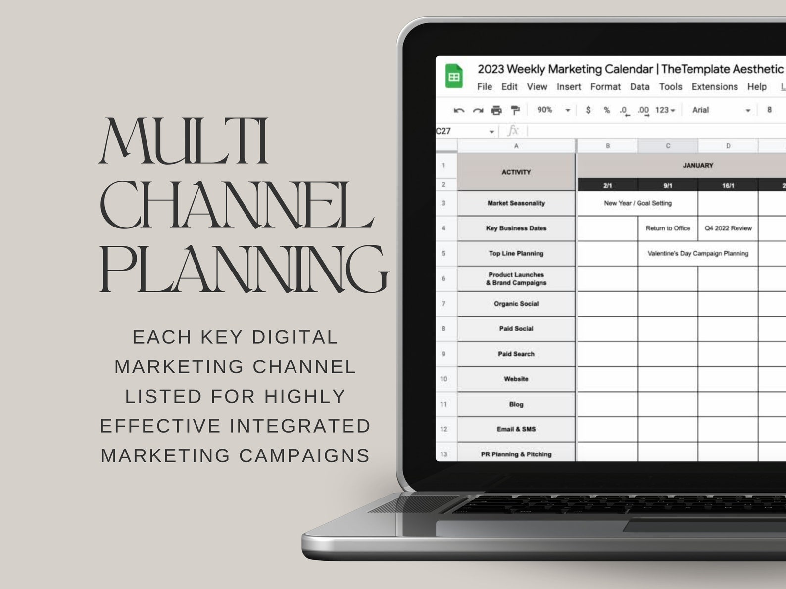 2023 Digital Marketing Calendar Google Excel Spreadsheet - Etsy