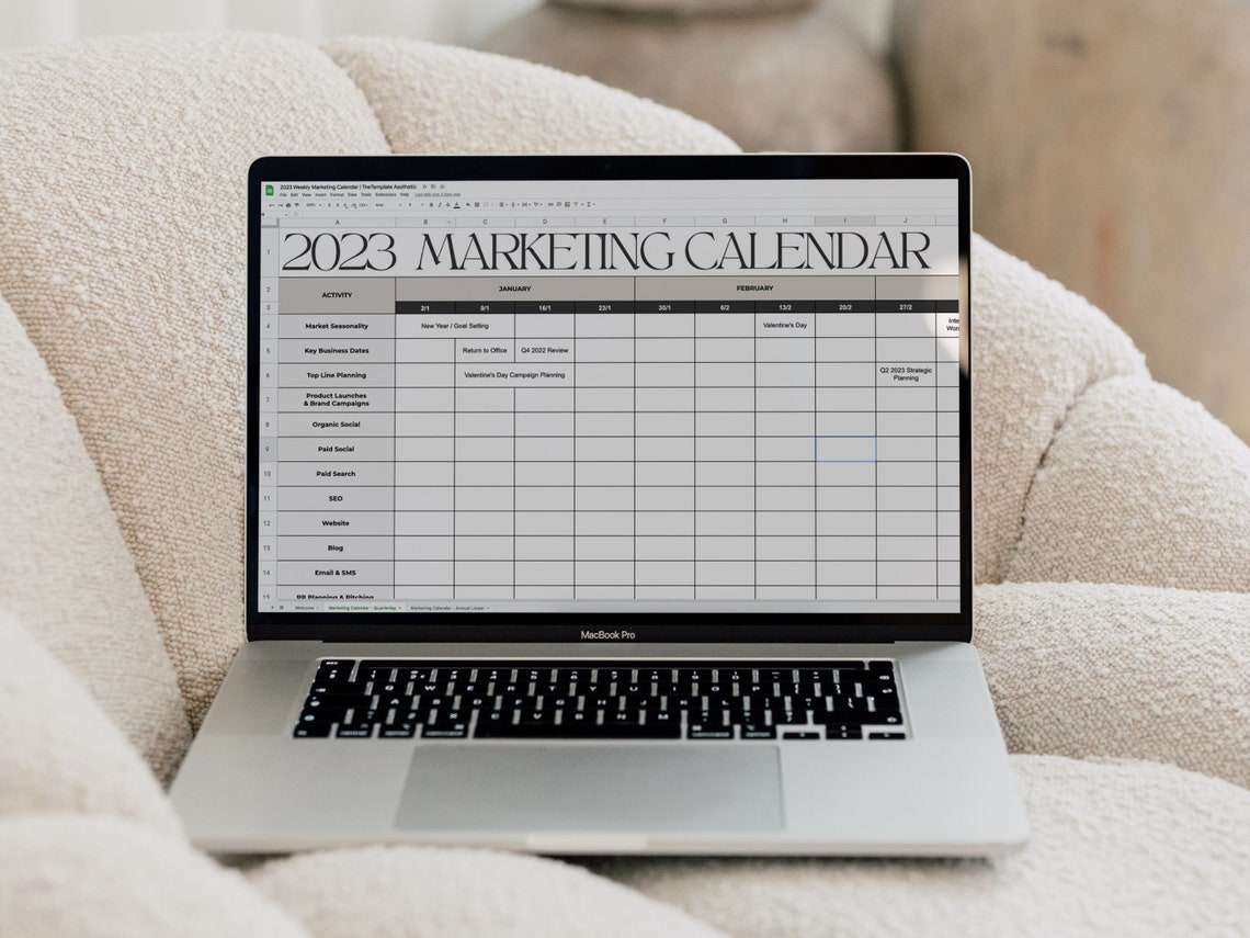 2023 Digital Marketing Calendar Google Excel Spreadsheet, Digital ...
