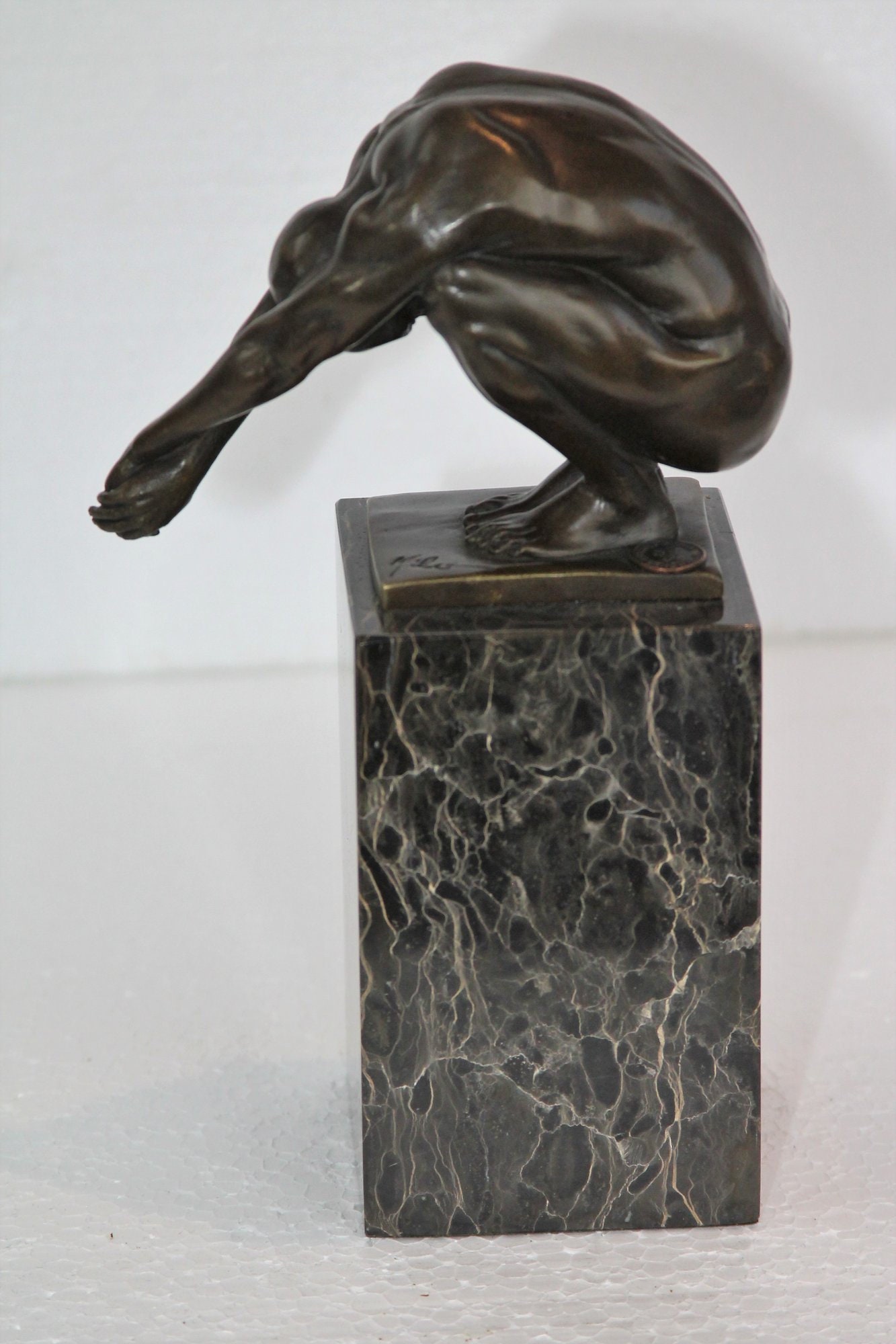 Impressive Bronze Statue of a Diver on a Veined Marble Base - Etsy