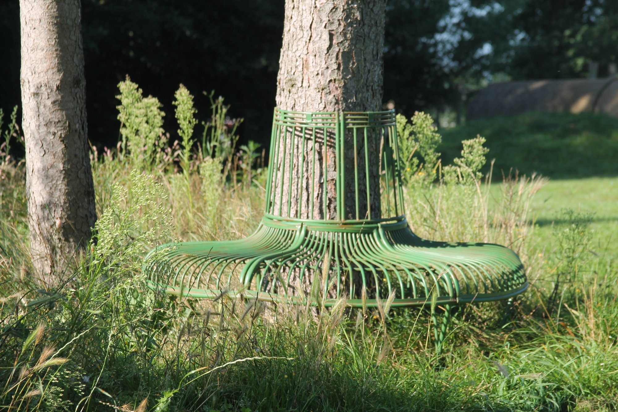 Metal Antique Green Half Round Tree Bench - Etsy