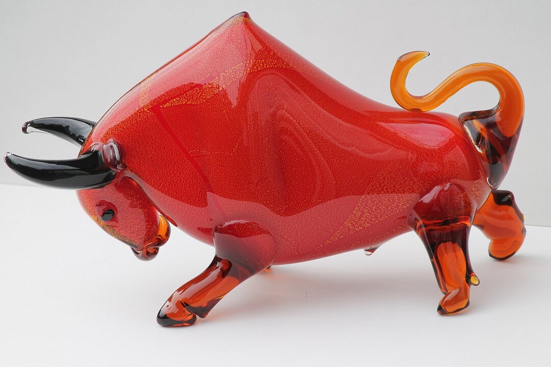 Murano Style Glass Bull Large and Heavy - Etsy