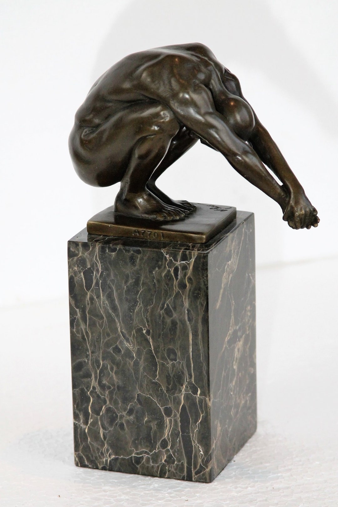 Impressive Bronze Statue of a Diver on a Veined Marble Base - Etsy