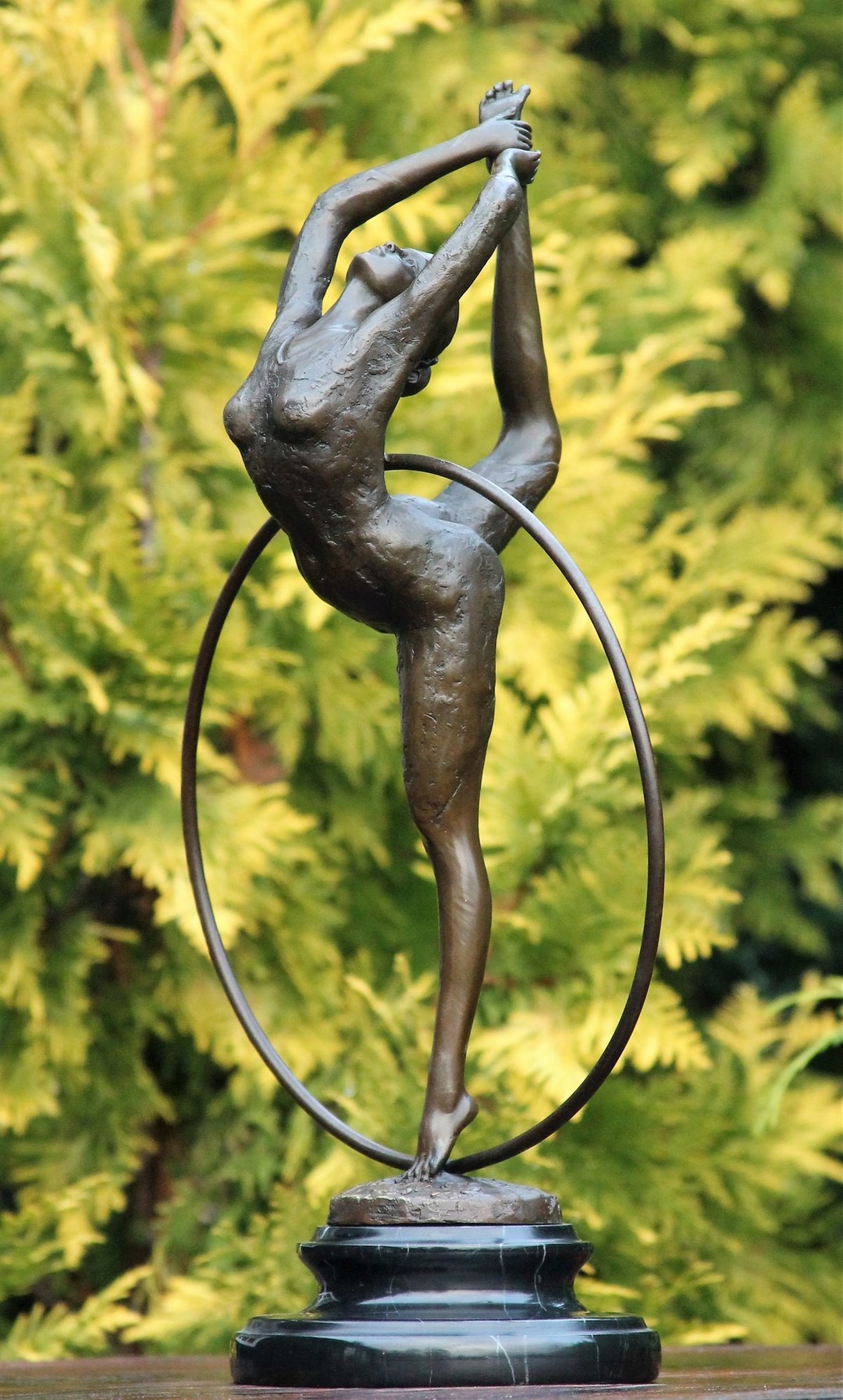 Modern Bronze Sculpture of a Dancing Lady in a Hoop. 40 Cm High - Etsy