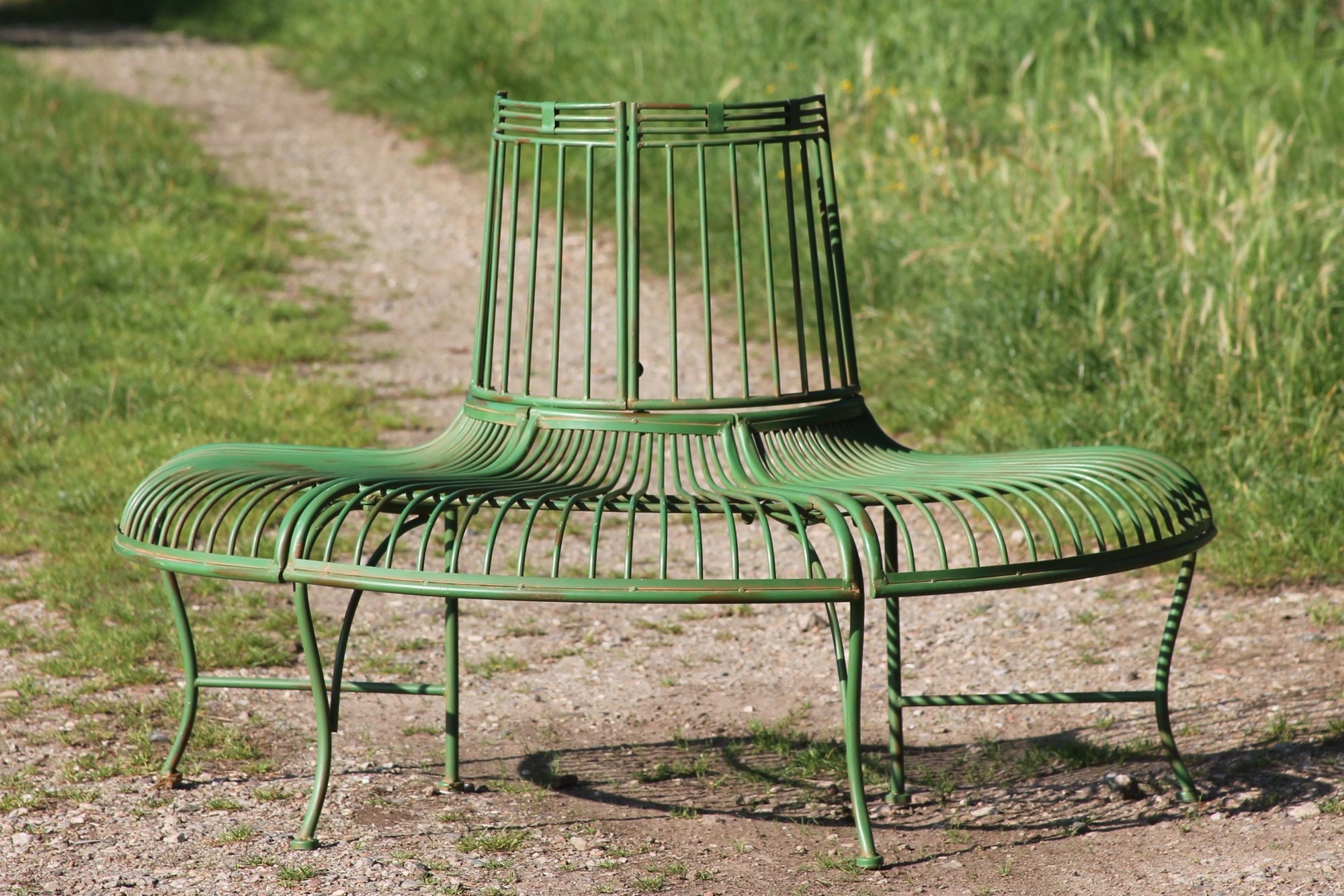 Metal Antique Green Half Round Tree Bench - Etsy