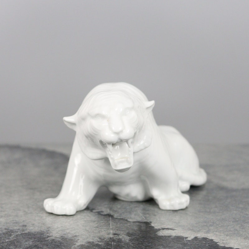 Porcelain Tiger Figurine - Etsy