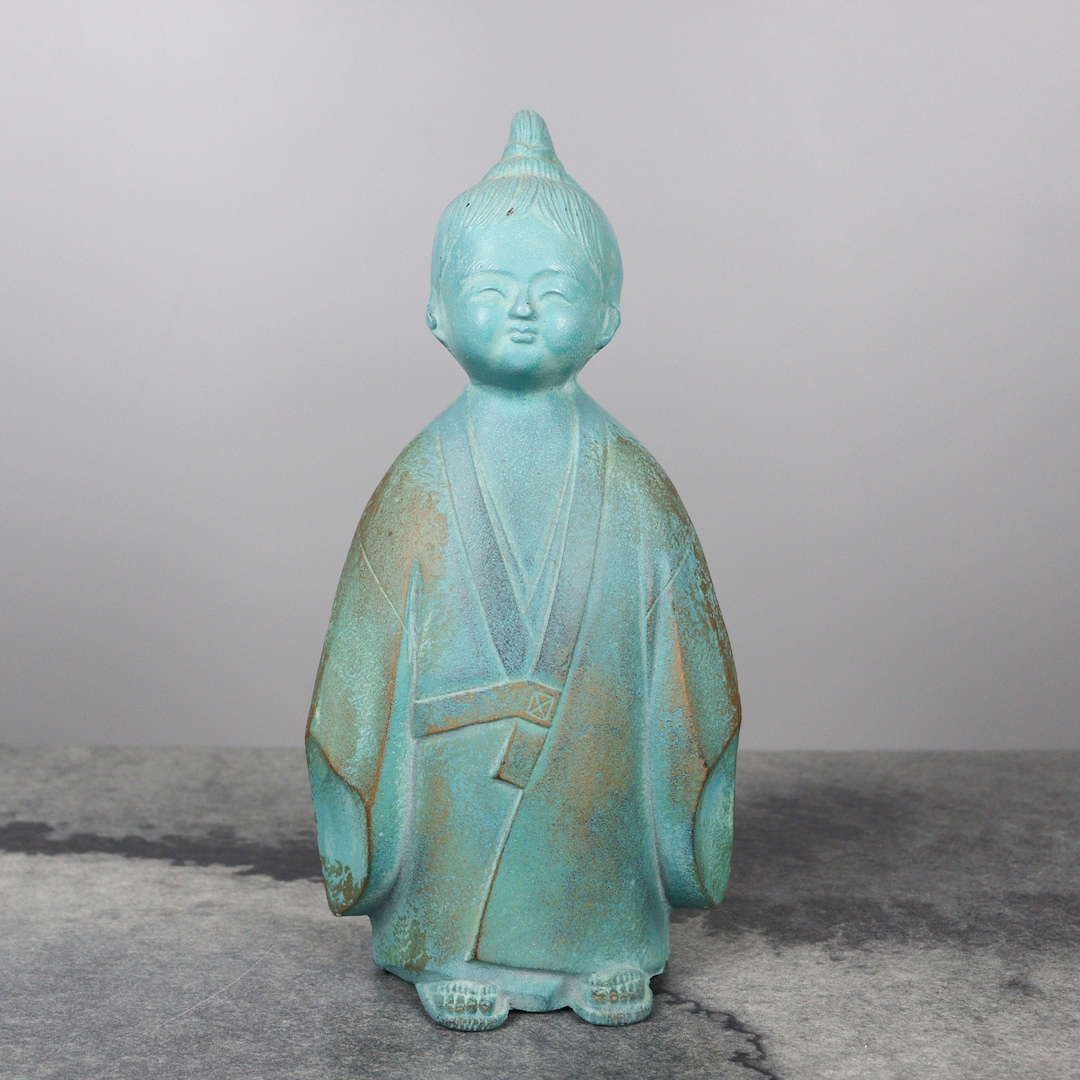 Vintage Cast Iron Statue of a Selflessness Child Japanese Metal ...