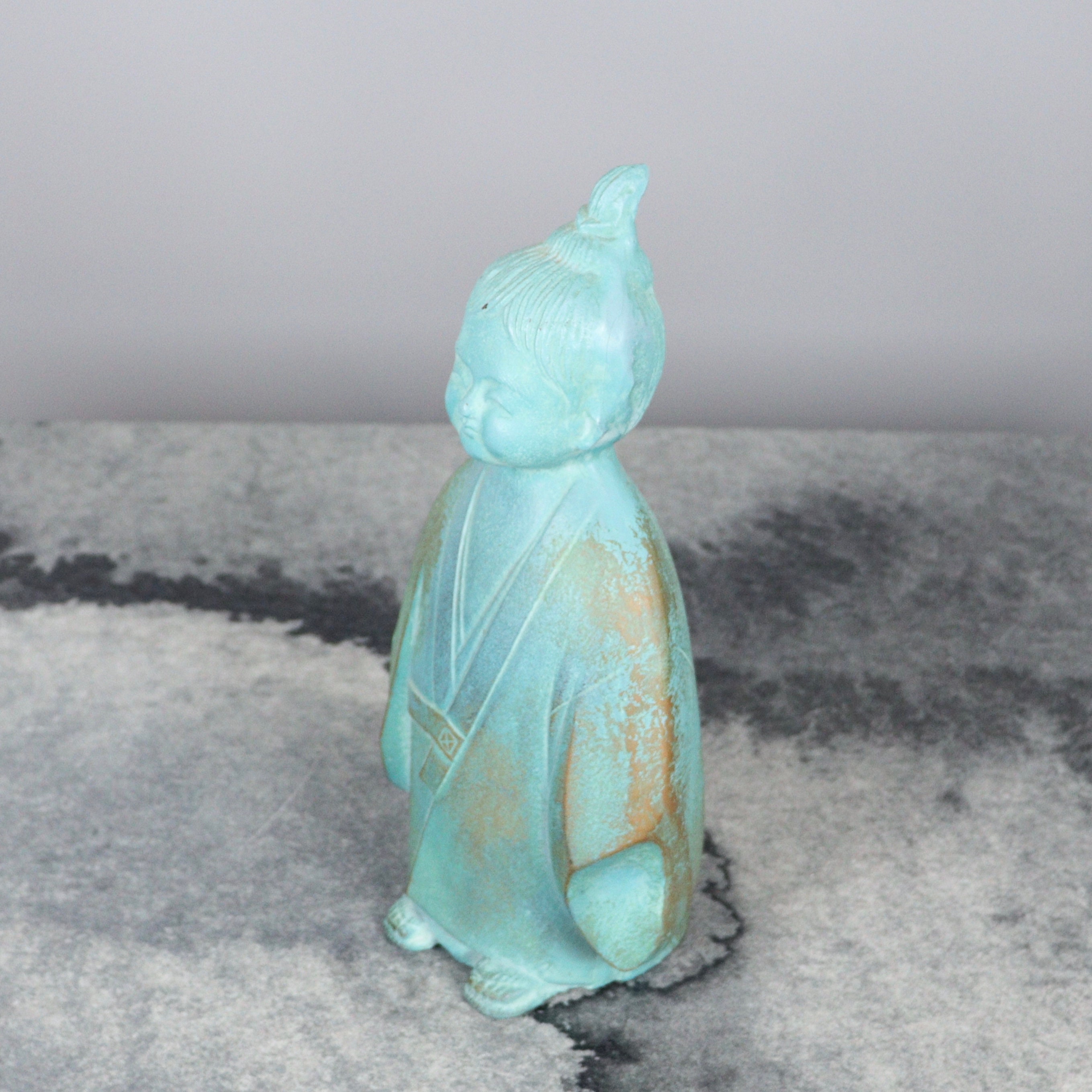 Vintage Cast Iron Statue of a Selflessness Child Japanese Metal ...