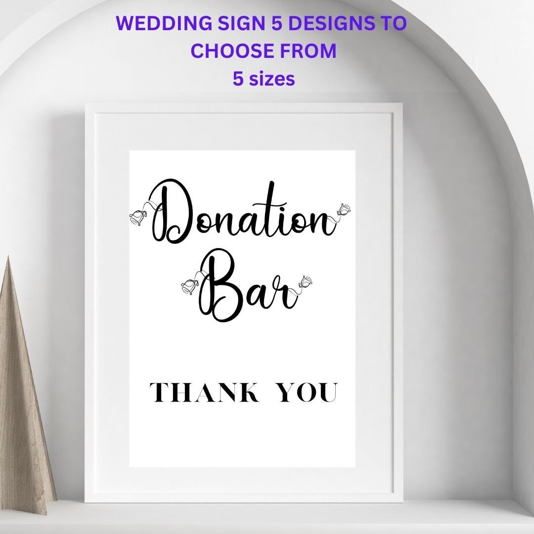 Portrait Orientation Donation Bar Printable Sign 5 Designs to Suit Your ...