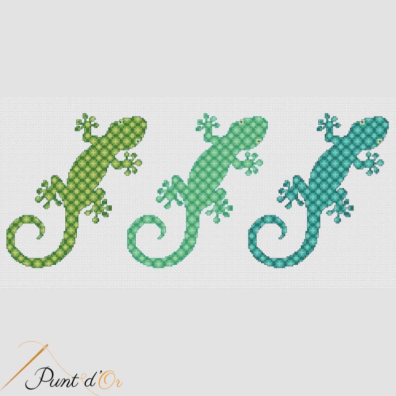 3 Geometric Lizards - Cross Stitch Pattern - Instant Download PDF ...