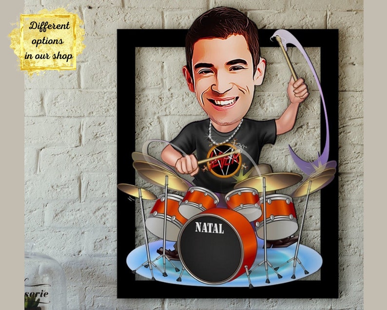 Personalized Drummer Caricature Framed Print Cartoon Drummer - Etsy