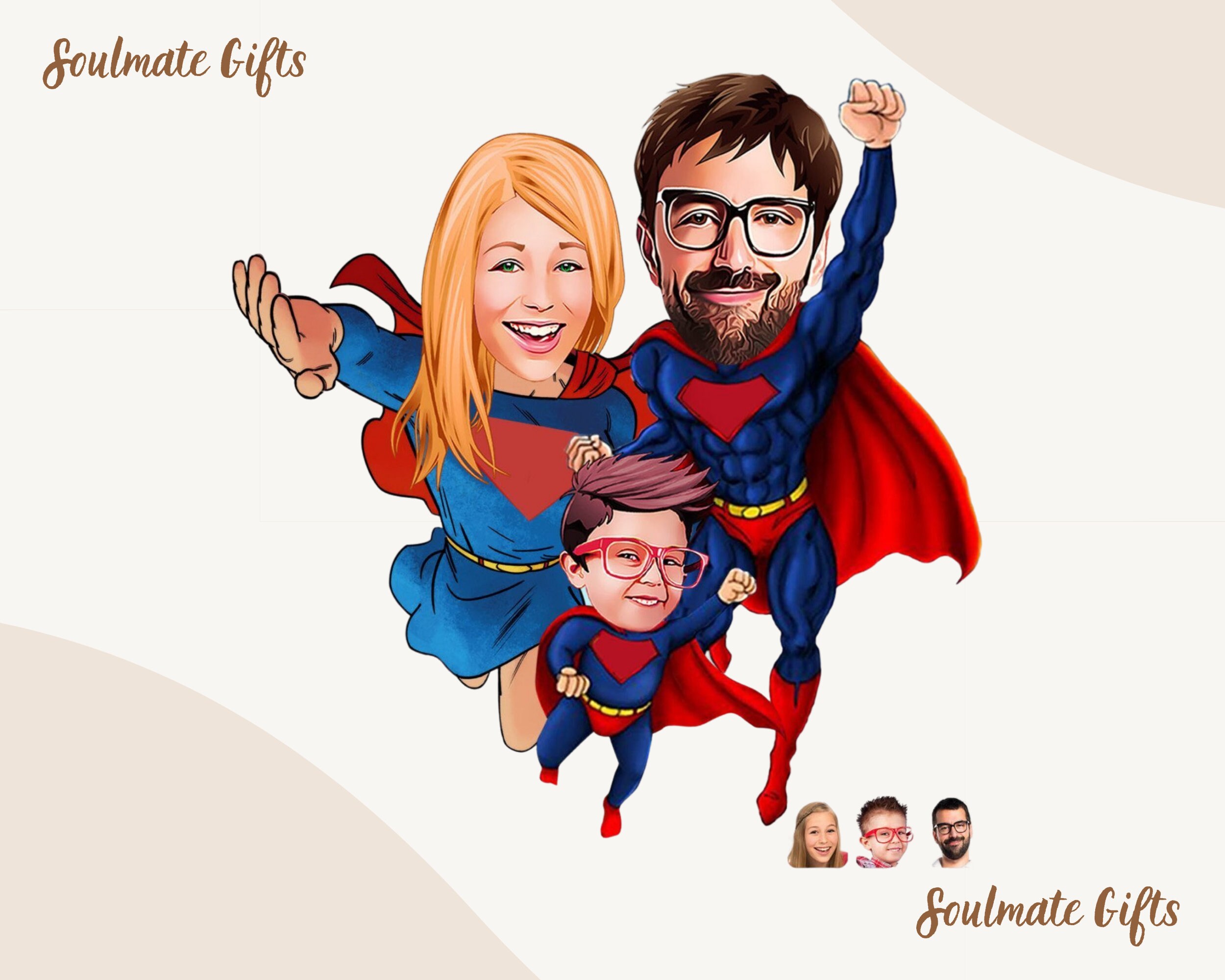 Custom Super Hero Family Caricature Family Hero Super Dad Mom - Etsy