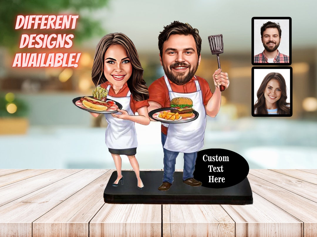 Couple Cooking Figurine From Photo Custom Kitchen Chef Couple Photo ...