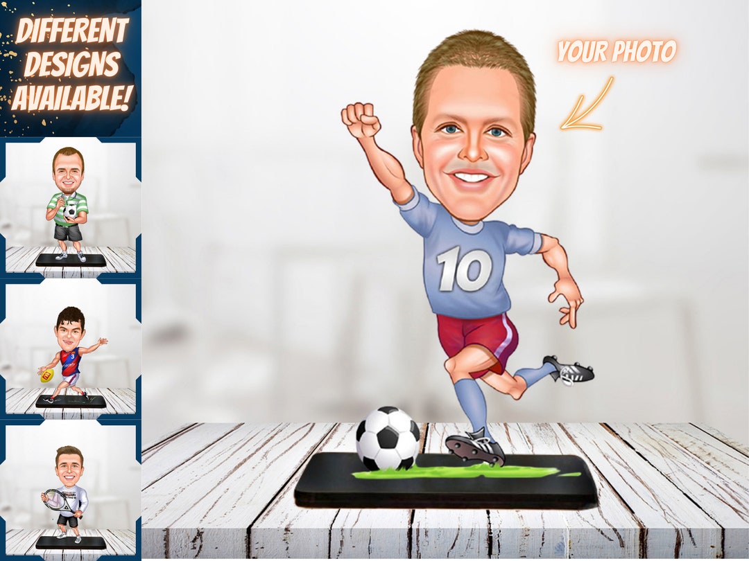 Football Lover Caricature Figurine Photo Gift Footballer Cartoon From ...