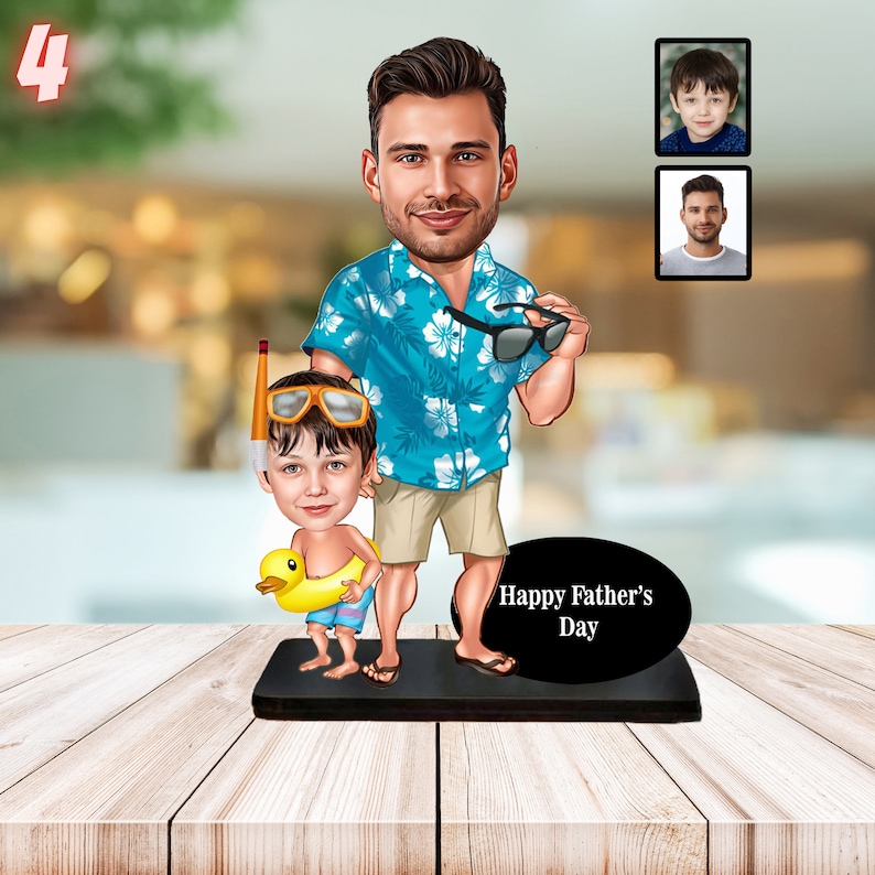 Super Hero Christmas Caricature Gift for Fathers Super Dad Caricature ...