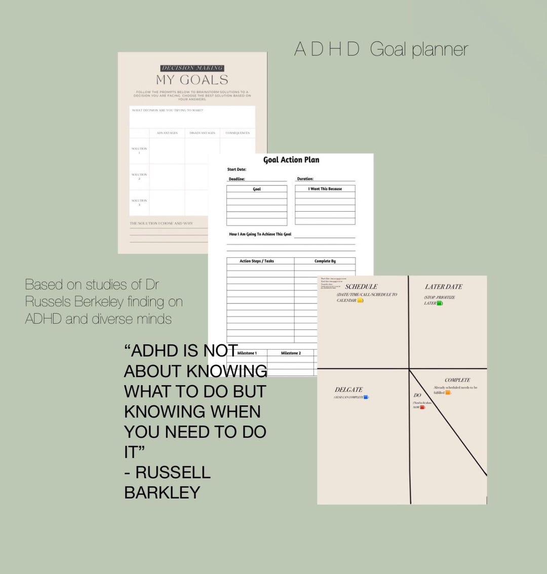 ADHD Goal Planner Time Management for Diverse Minds Productivity System ...