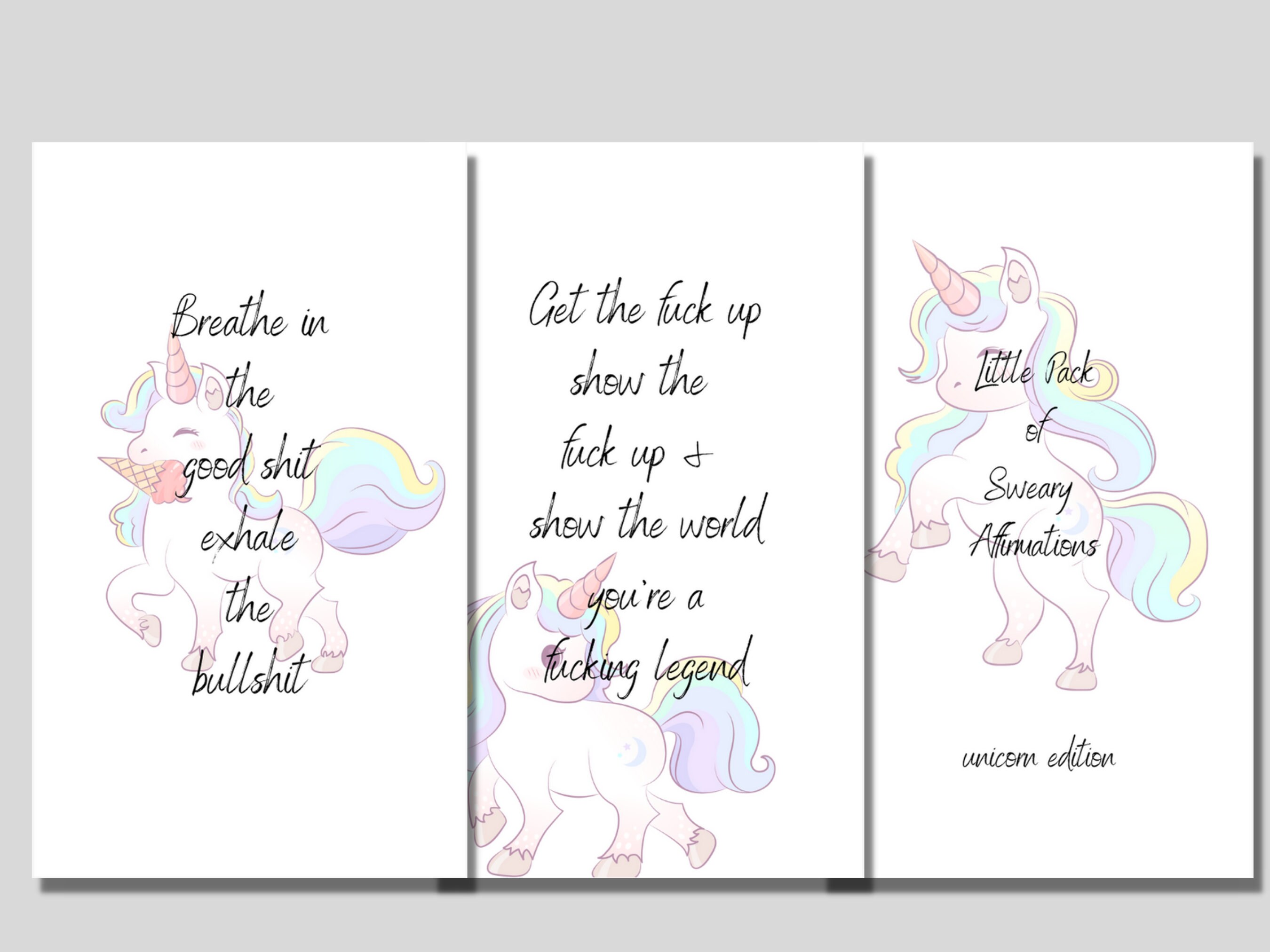 Unicorn Affirmation Cards, Sweary Affirmation Cards, 18, Not Child ...