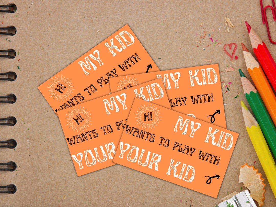 Orange Play Date Cards Digital Download | Let's Play Invitations | Kid ...