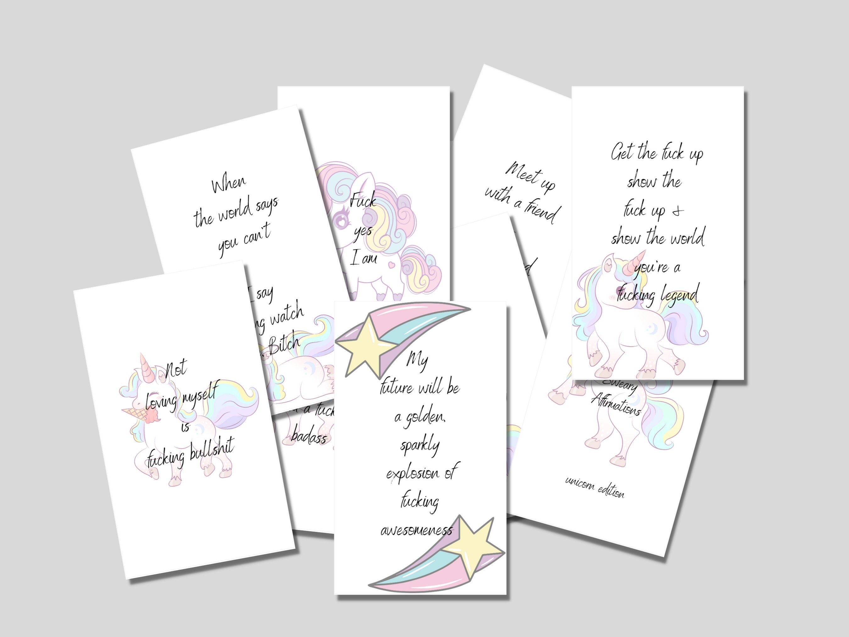 Unicorn Affirmation Cards, Sweary Affirmation Cards, 18+, Not Child ...
