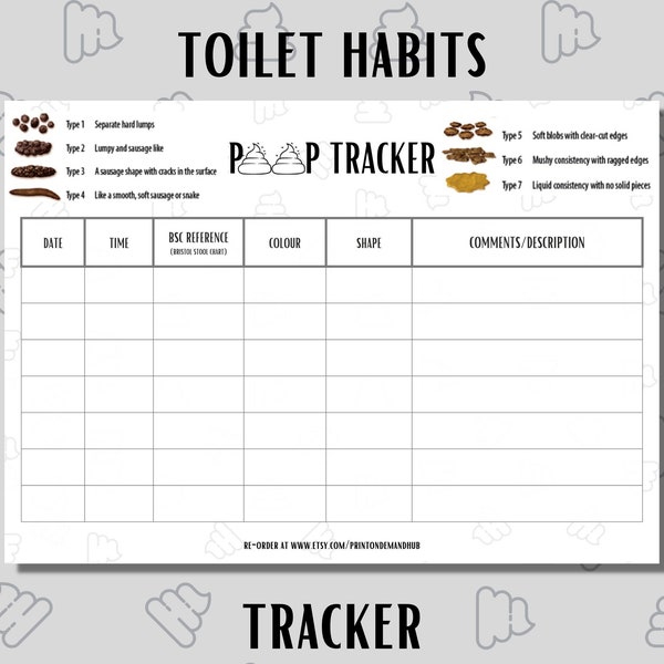 Poop Tracker Toilet Habits Tracker Toileting Record Colonoscopy Prep ...